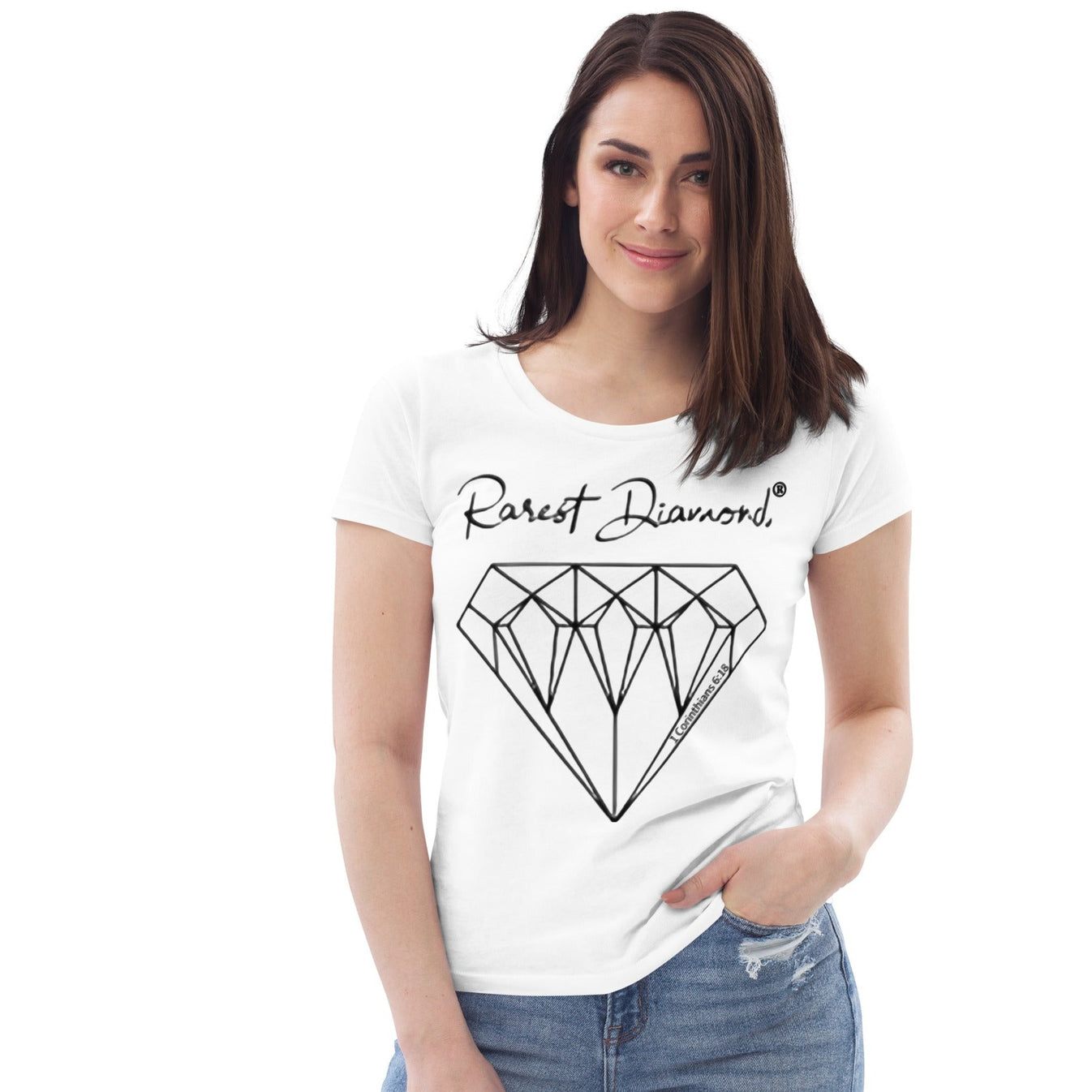 Women's Fitted Eco White Diamond Tee – RAREST DIAMOND®